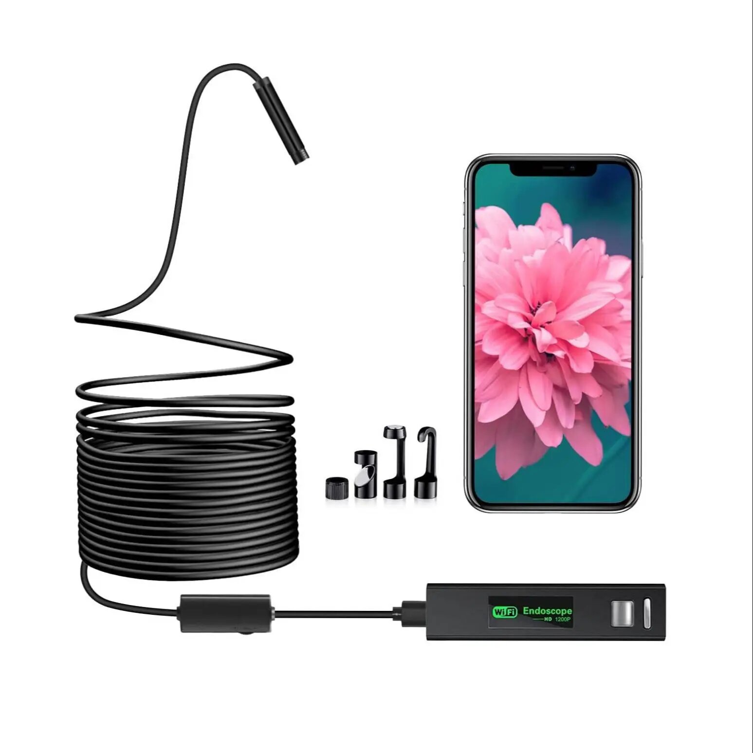 Беспроводной Эндоскоп, Wi-Fi Бороскоп, Инспекционная камера 1200P HD IP68, водонепроницаемая камера-змея, совместимая с планшетами Android и iOS