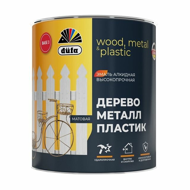 Эмаль алкидная DUFA, дерево металл пластик, бесцветная, 1,75 л, арт. МП00-012377