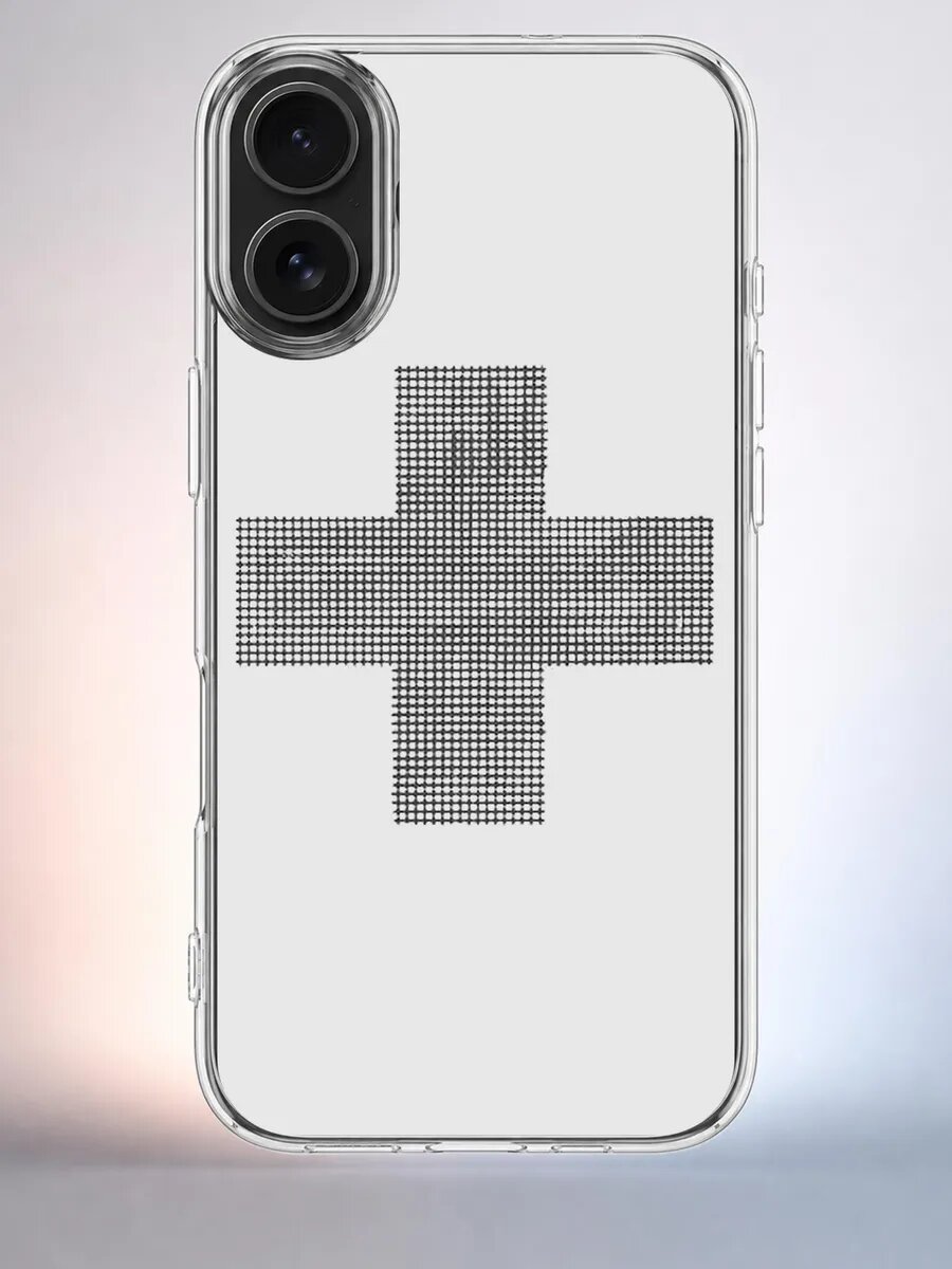 Чехол iPhone 16 крест из точек силиконовый прозрачный