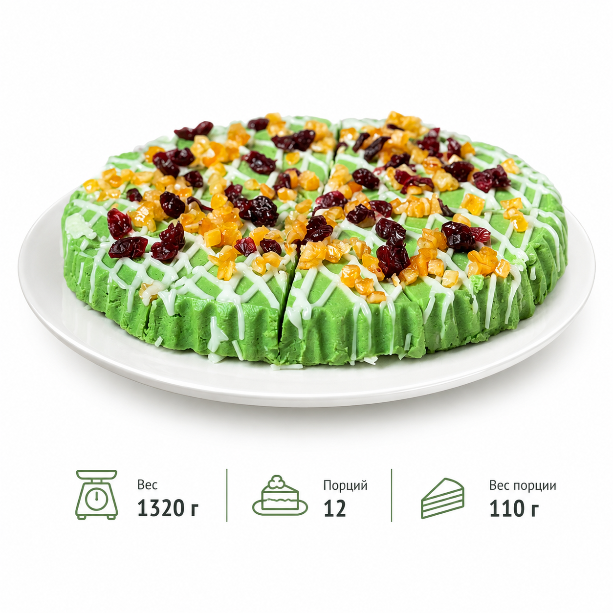 Торт Dessert Fantasy "Кассата с марципаном", бисквит, рикотта, марципан, апельсин, клюква, 12 п. по 110 г. (1320 г.)