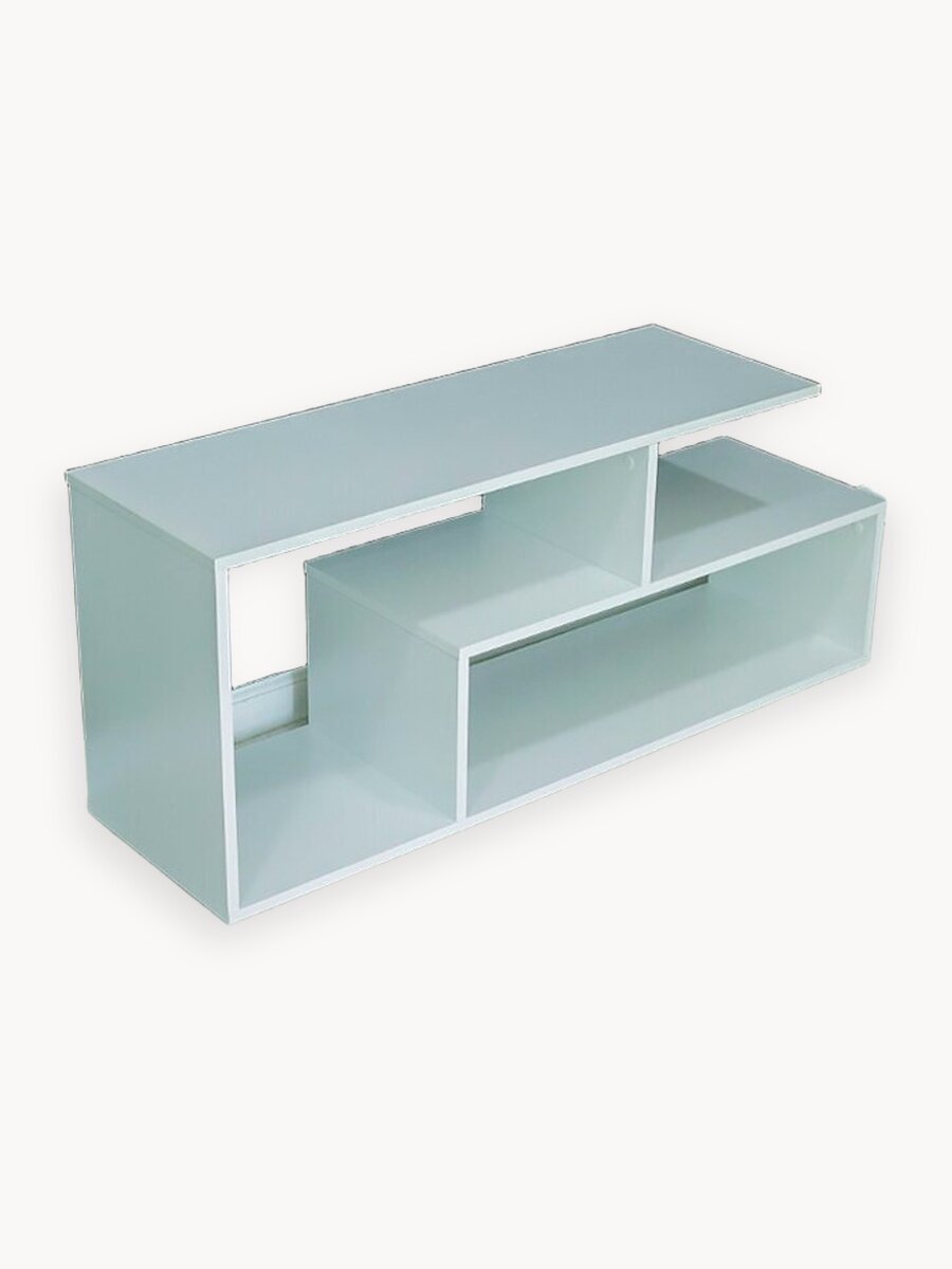 Тумба под телевизор напольная с открытыми полками деревянная белая