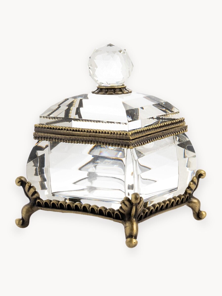 Хрустальная шкатулка в стиле Фаберже для ювелирных украшений, бижутерии, мелочей декоративная. Статуэтка для интерьера. Design by Keren Kopal, Israel