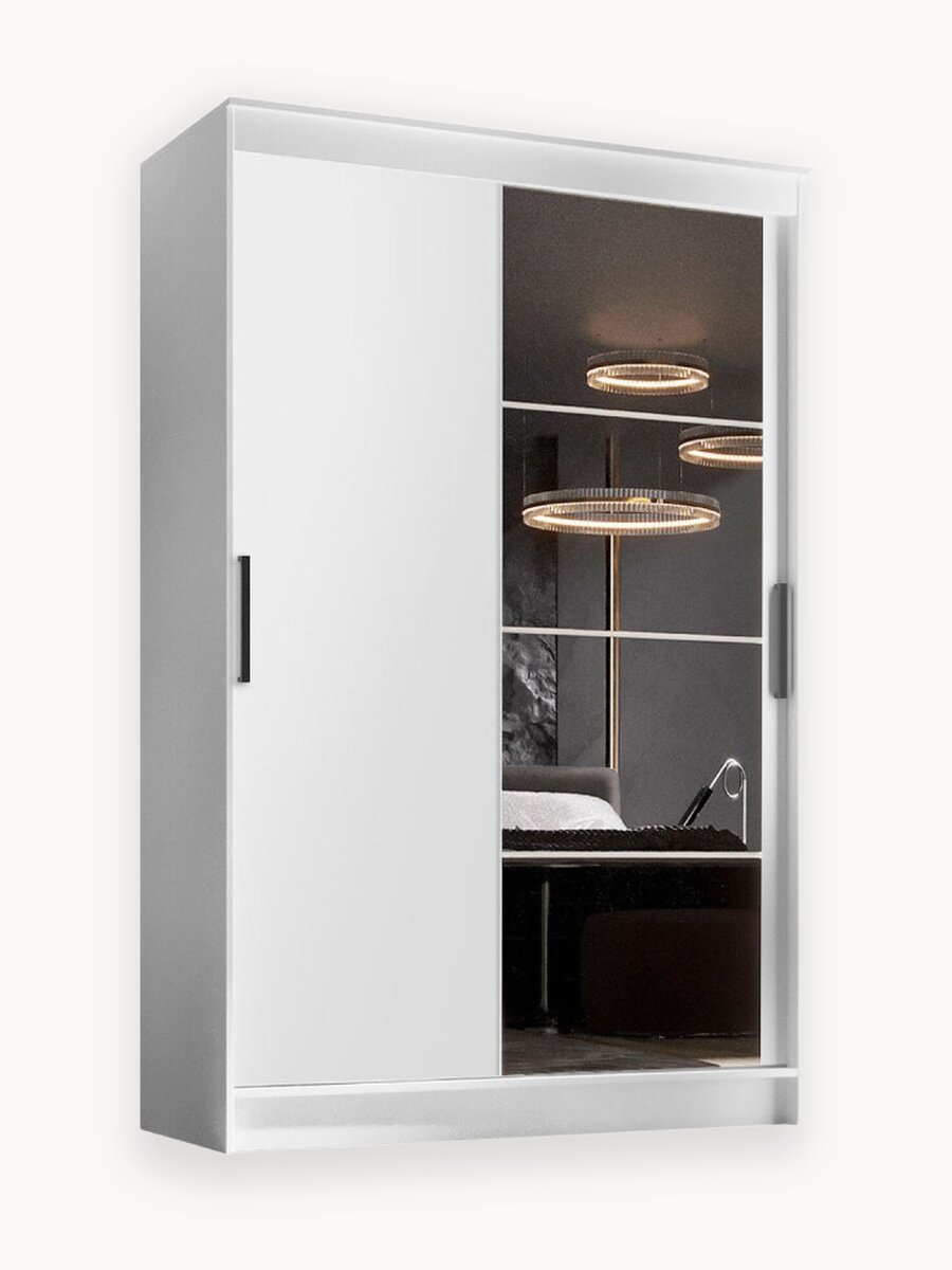 Шкаф-купе с зеркалом Нонтон Элегант 4, 126x59x200 см, белый