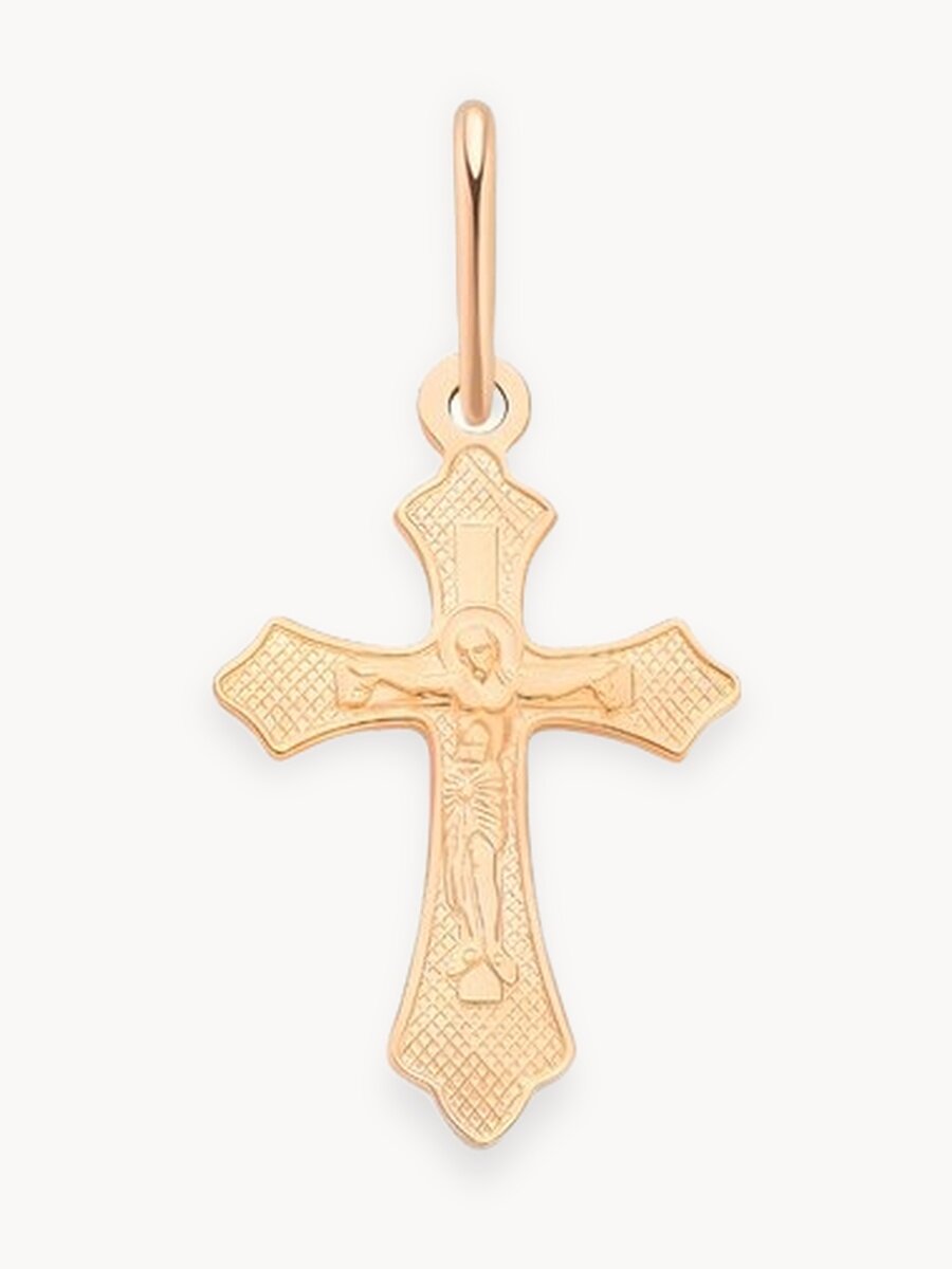 Крестик, красное золото, 375 проба