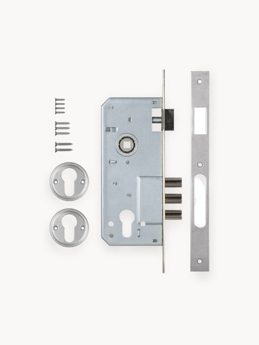 Корпус врезного замка с защёлкой Kale Kilit 152/3MR (45 mm) w/b (никель)