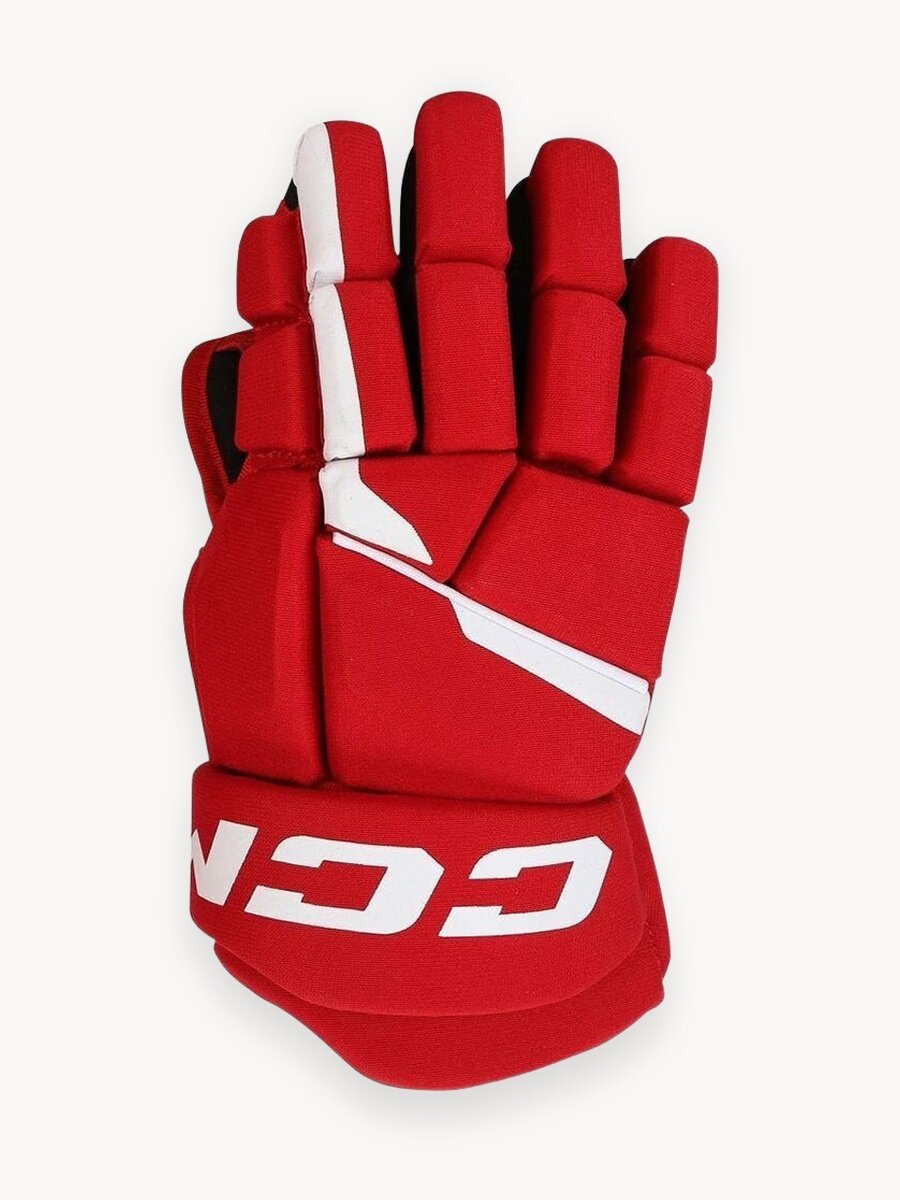 CCM Перчатки хоккейные HG NEXT JR RD/WH, юниорские, краги хоккейные красный-белый, размер 12