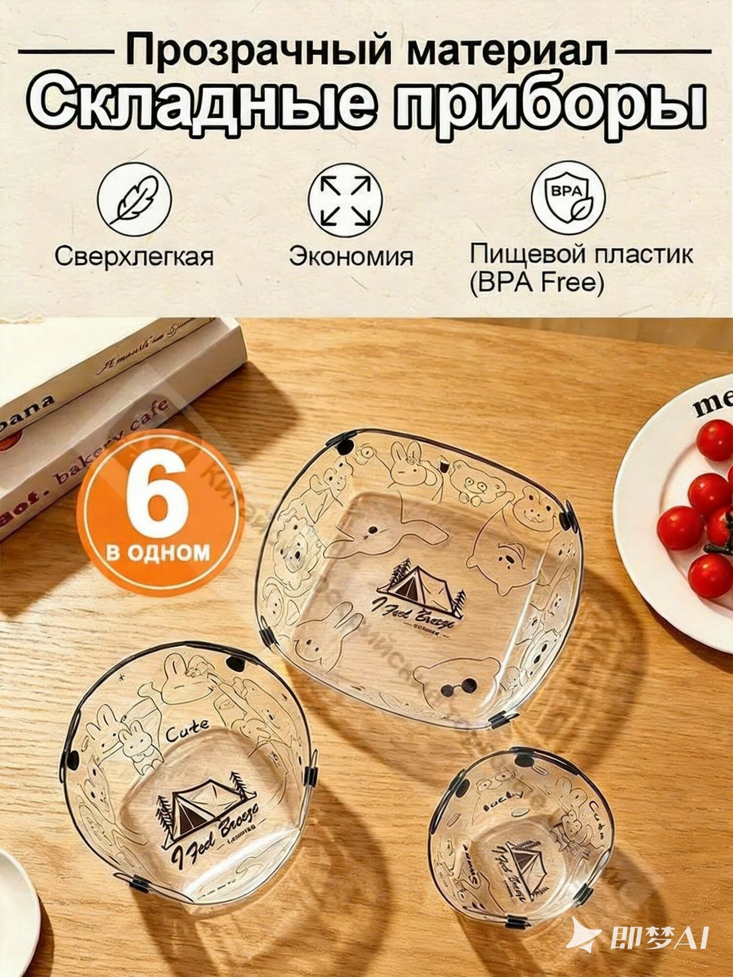 Складная миска для кемпинга, набор 6 шт