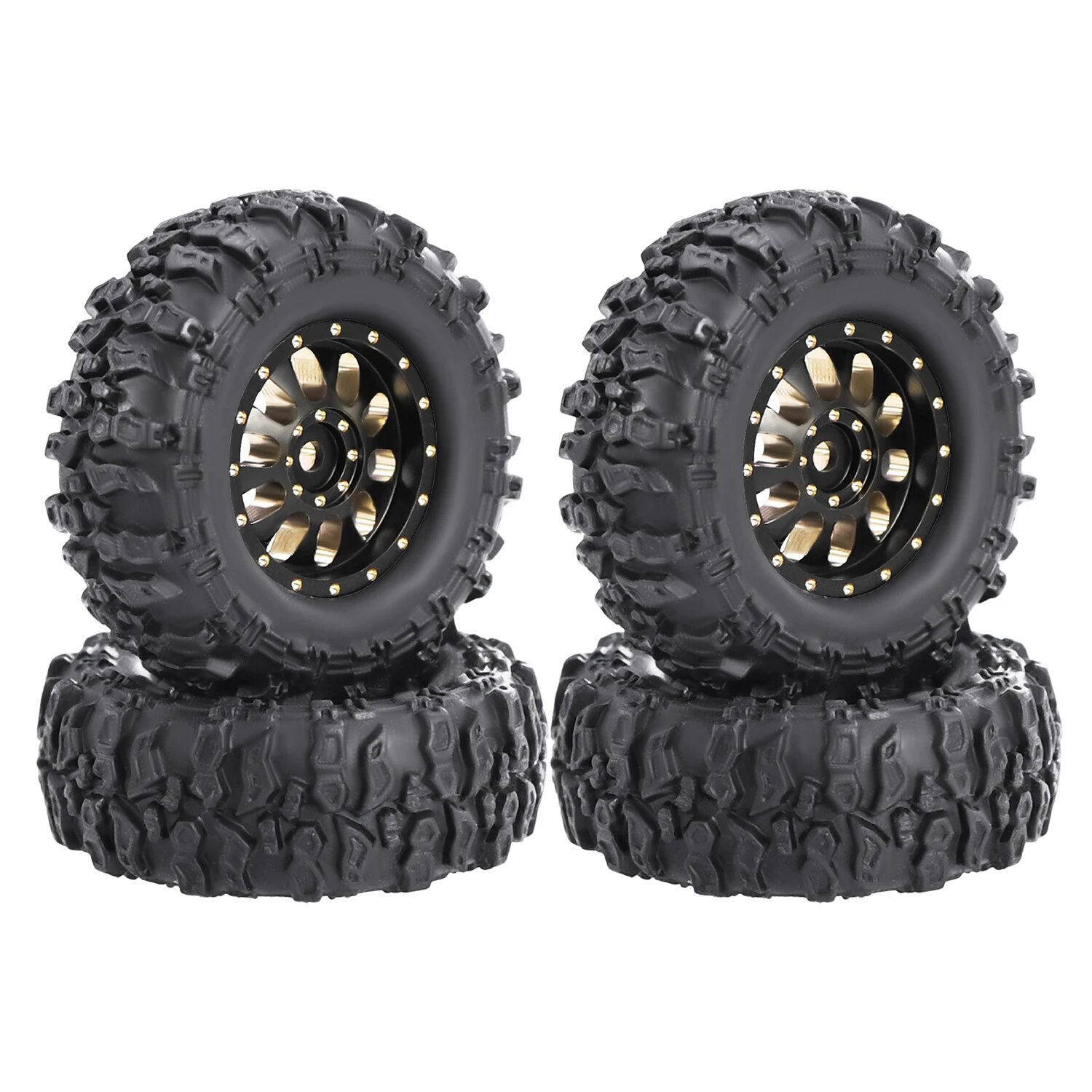Латунные колесные диски NIUWSRC 1/30 для AXIAL SCX30 B Black With Tire