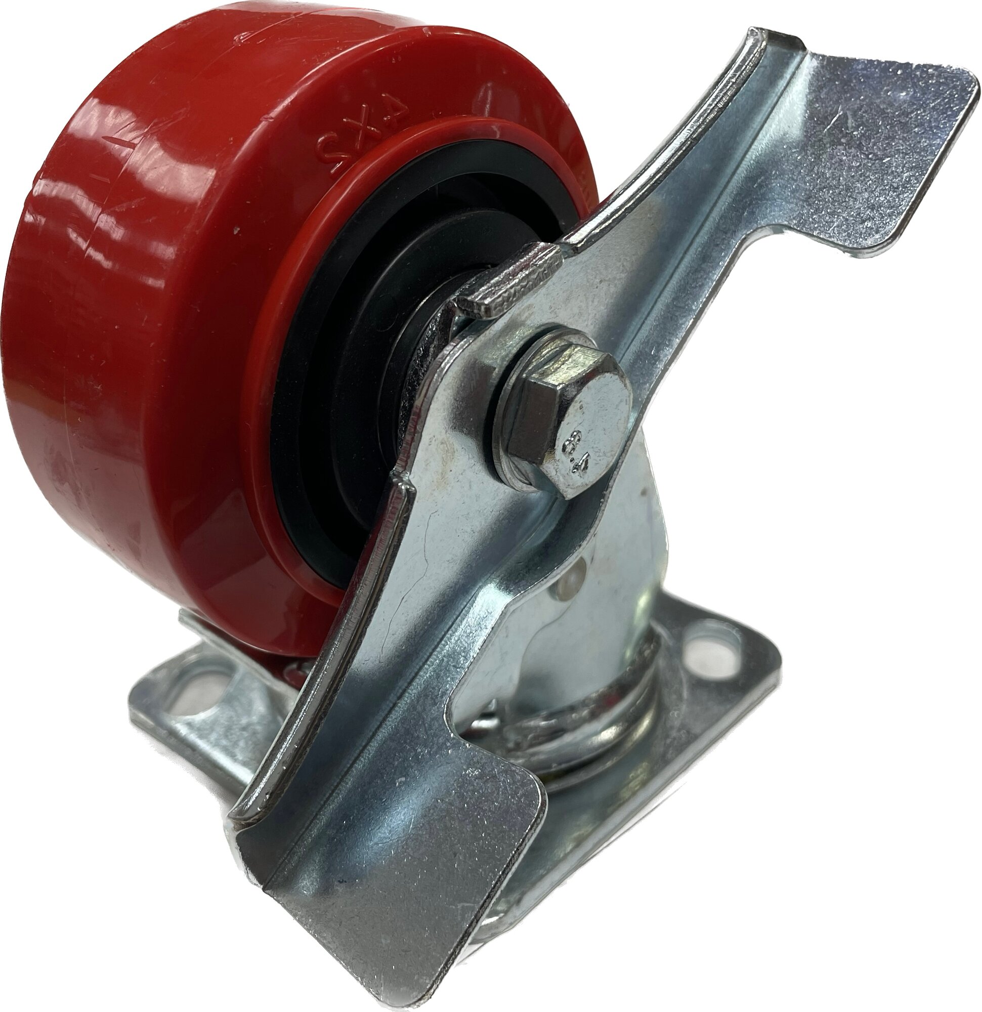 Колесо поворотное SCb-PVC-42 (SCpnb42) (г/п 250кг, Ф 100мм), платформа с тормозом, шариковый подшипн