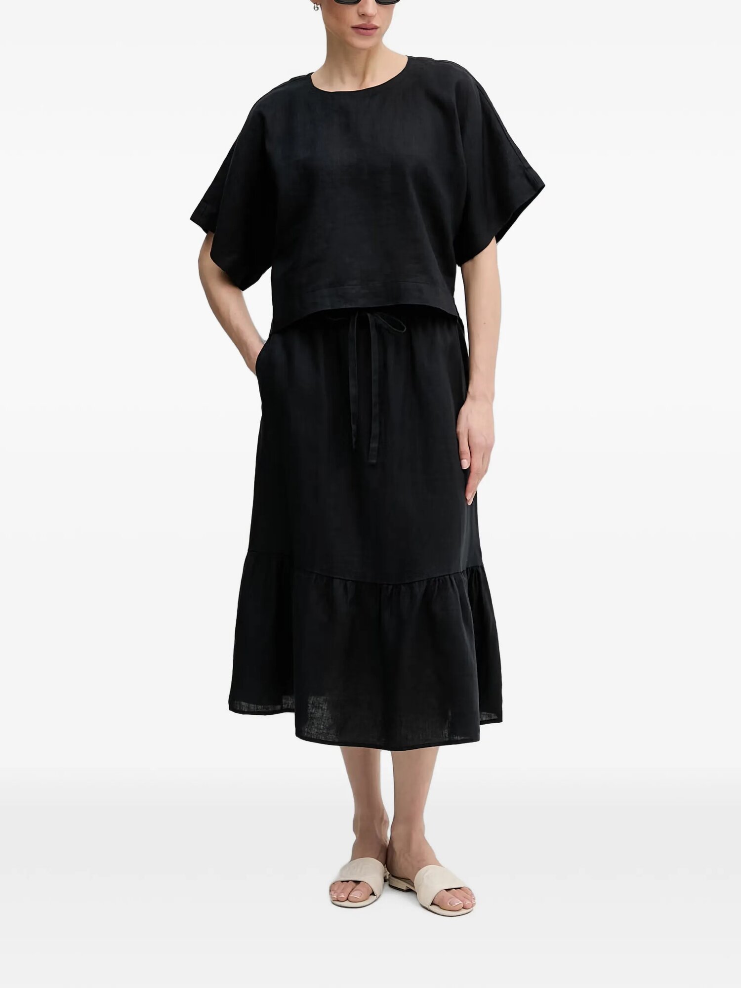 Юбка DKNY Ruffled drawstring skirt, размер 42, black — фото 1