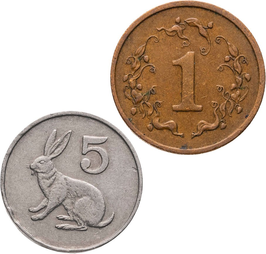 Зимбабве набор из 2 монет 1 и 5 центов cents 1980-1983, Мельхиор медь-никель, в сохранности XF