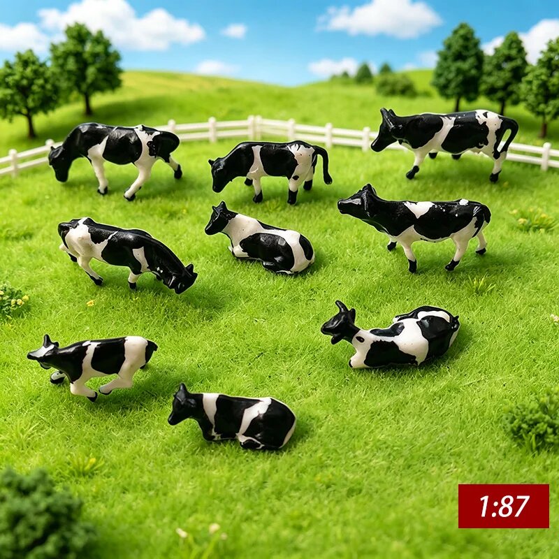 Мини-корова из пластика HO/N 1:87 1:150, набор 10 шт. scale87