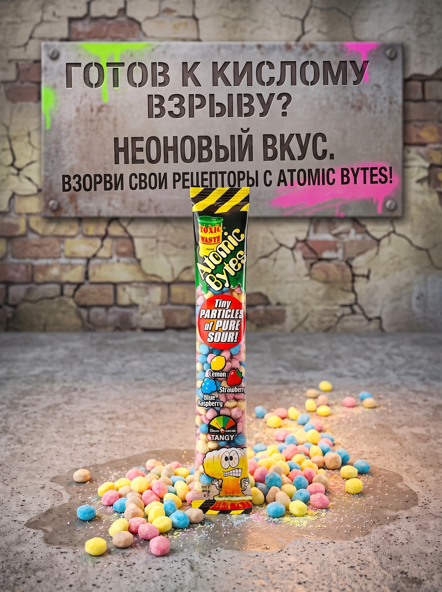 Toxic Waste Atomic Bytes /Драже Токсик Атомный Байтс 60г (Пакистан)