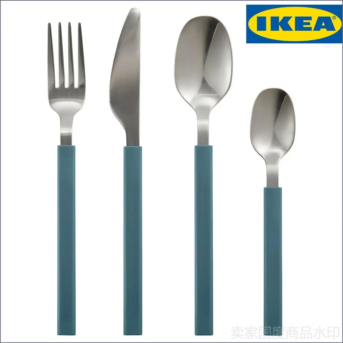 IKEA Набор вилка и ложка для салата daocha 16 предм. темно-синий