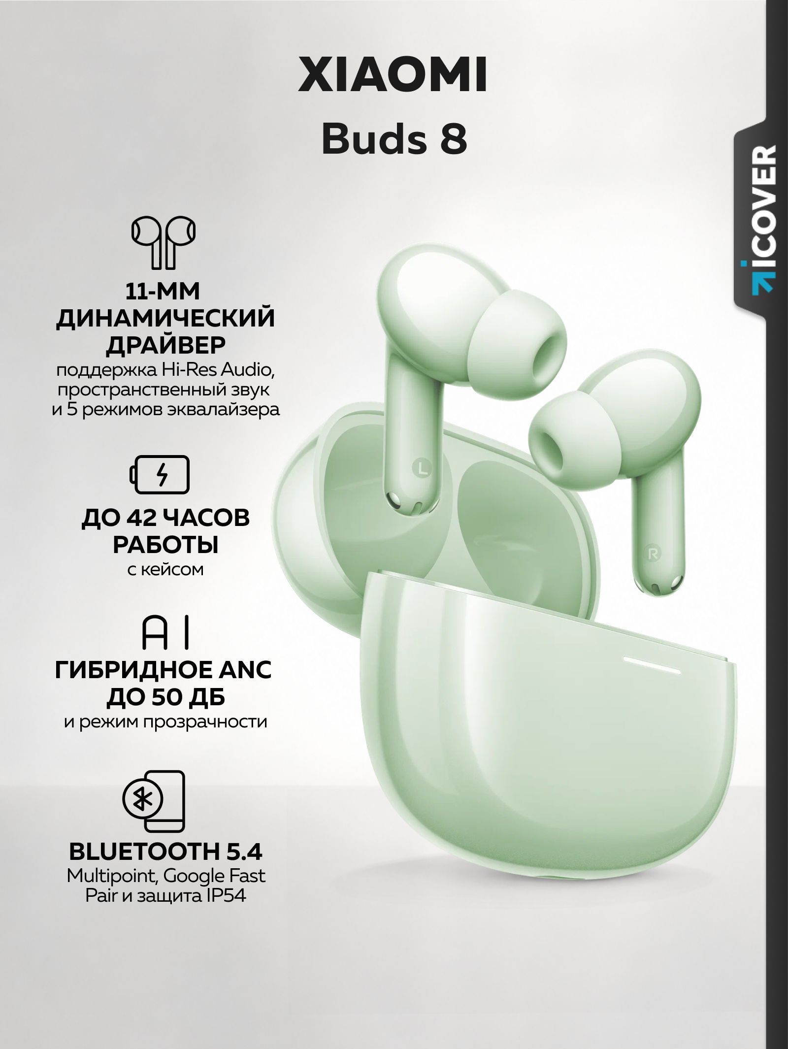 Беспроводные наушники Xiaomi Buds 8 BHR08UJGL (Green)