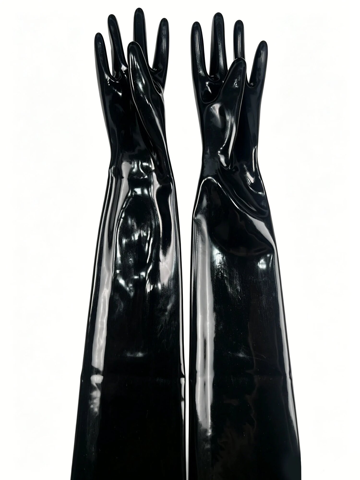 Сиреневые латексные перчатки Черный, S, long gloves black