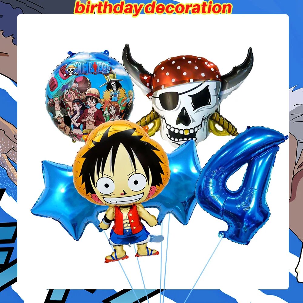 Набор для дня рождения в стиле One Piece: украшения, посуда, брелоки, подарочные пакеты, наклейки, воздушные шары для мальчиков и малышей