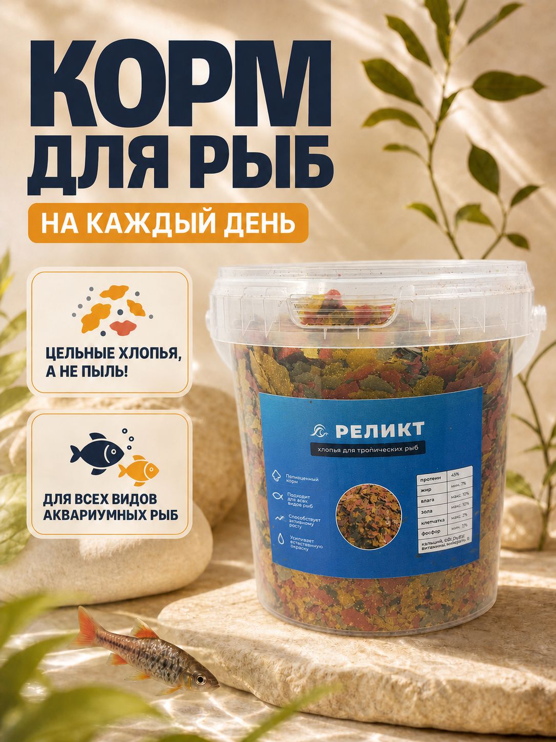 Корм для рыбок аквариумных хлопья 30 гр