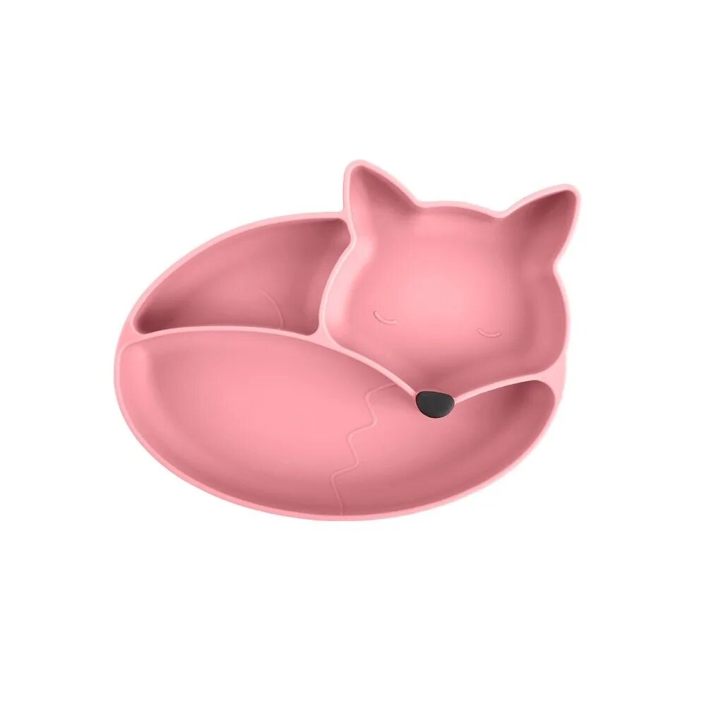 Детская силиконовая тарелка с присоской мультяшный рисунок лиса Dark Pink