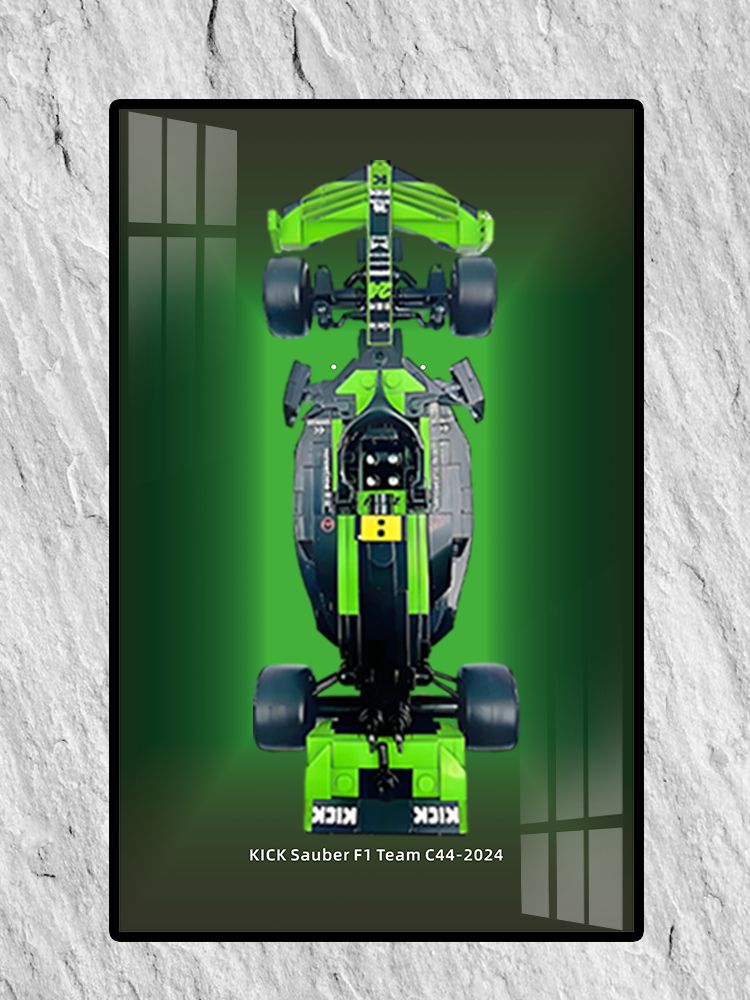 Постер в рамке,"KICK Sauber F1 Team C44", подходит для гоночных автомобилей Lego, зеркало S-класса, для подвешивания на стену, 80x50x3,5 см, для гостиной, коридора