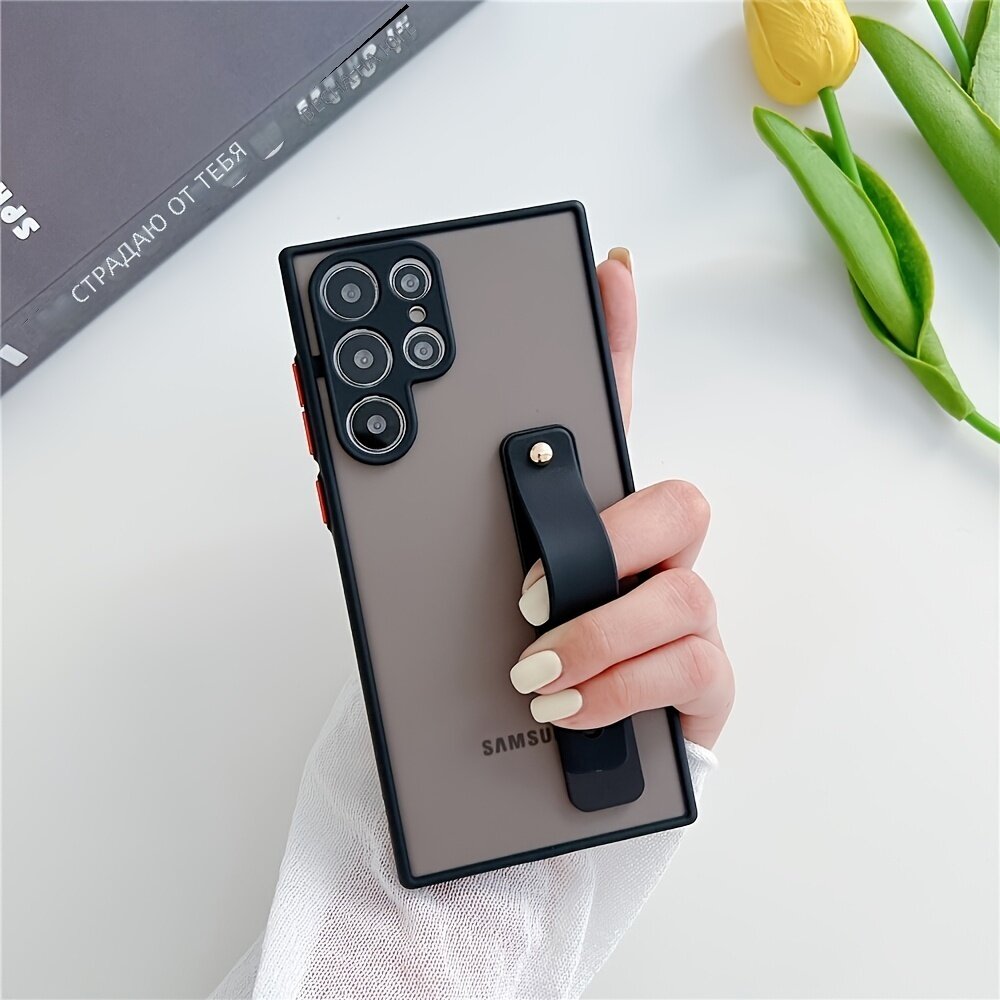 Чехол для смартфона с ремешком на запястье, матовый, прозрачный, мягкий, черный