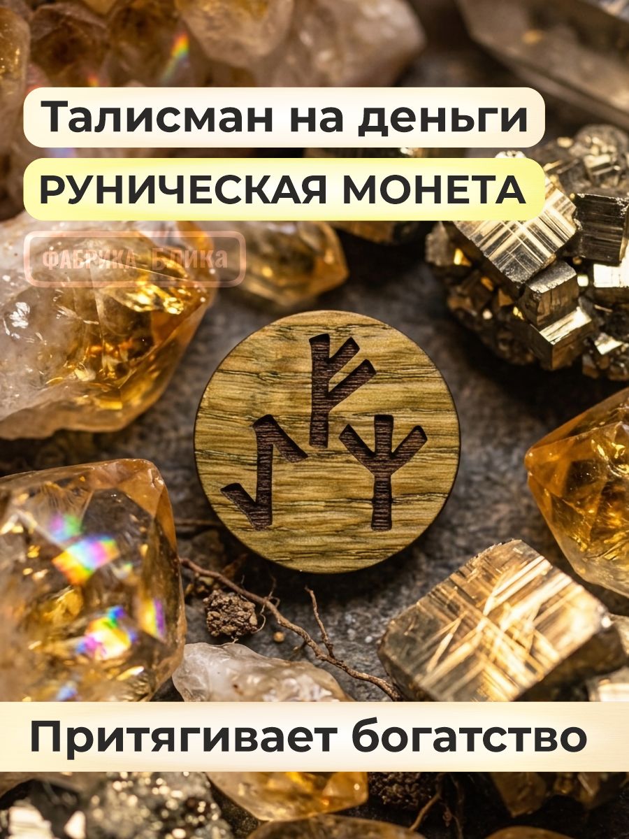 Руническая монета Триединство / Скандинавский талисман на деньги и защиту дохода из дерева