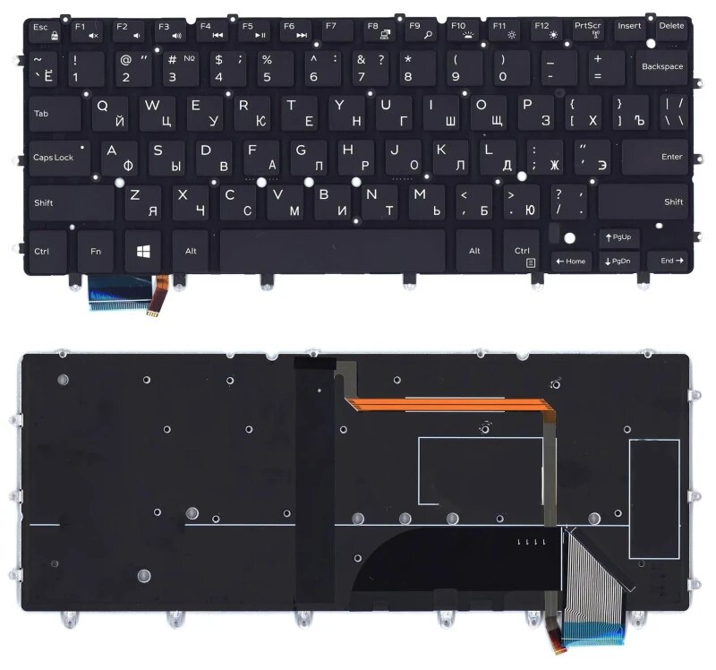 Клавиатура для ноутбука Dell XPS 13 9343 черная с подсветкой