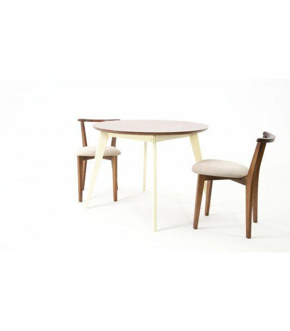 Стол Сканди К 90 слоновая кость/орех со стульями Франк орех велюр бежевый