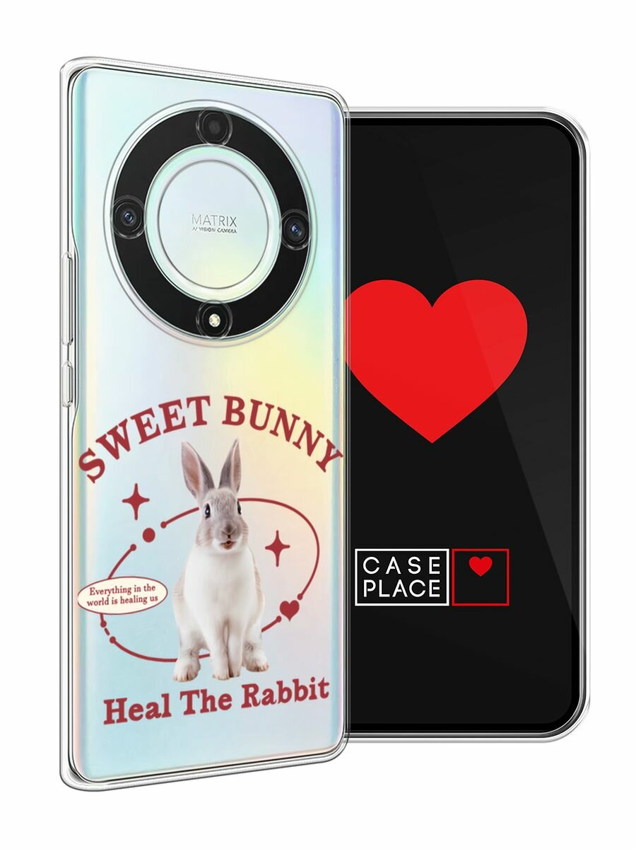 Чехол на Honor X9A / Хонор X9A с принтом "Heal the rabbit", прозрачный — фото 1
