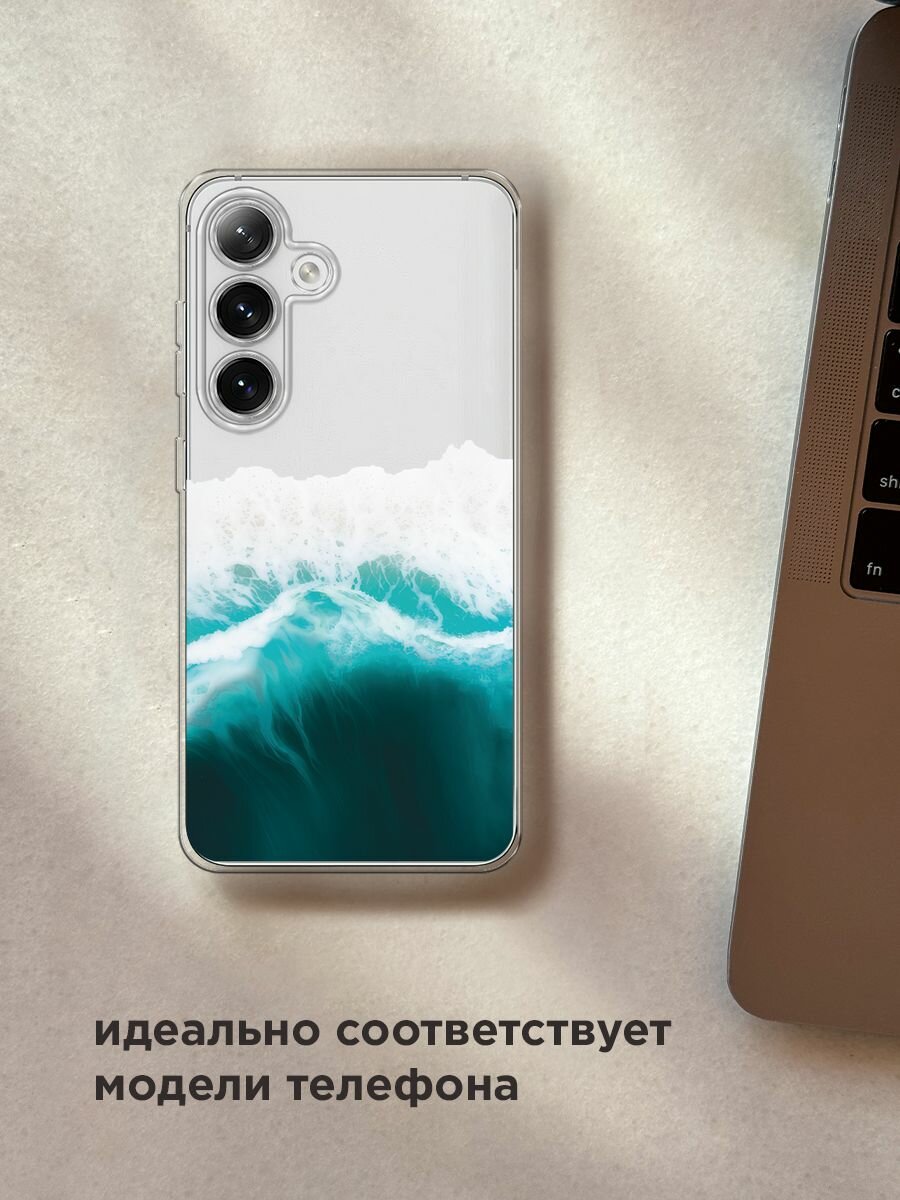 Чехол на Samsung Galaxy S24 / Самсунг S24 с принтом "Большая волна", прозрачный — фото 1