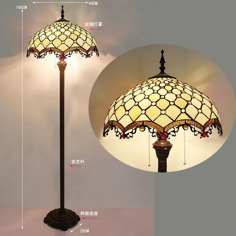 LumeLux-Красивый и элегантный светильник Тиффани в стиле барокко с латунным основанием для гостиной