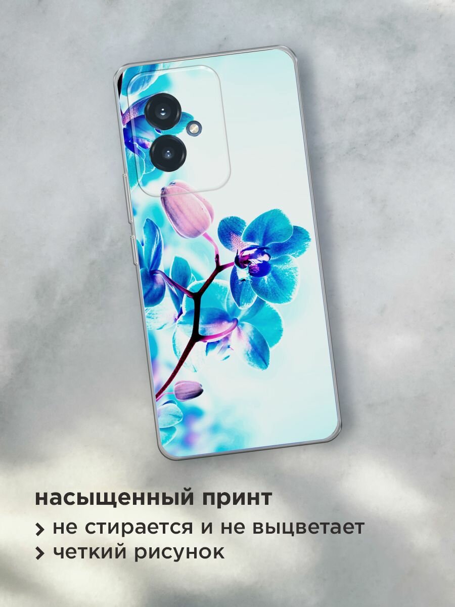 Силиконовый чехол на Honor 100 / Хонор 100 с принтом "Голубая орхидея" — фото 1