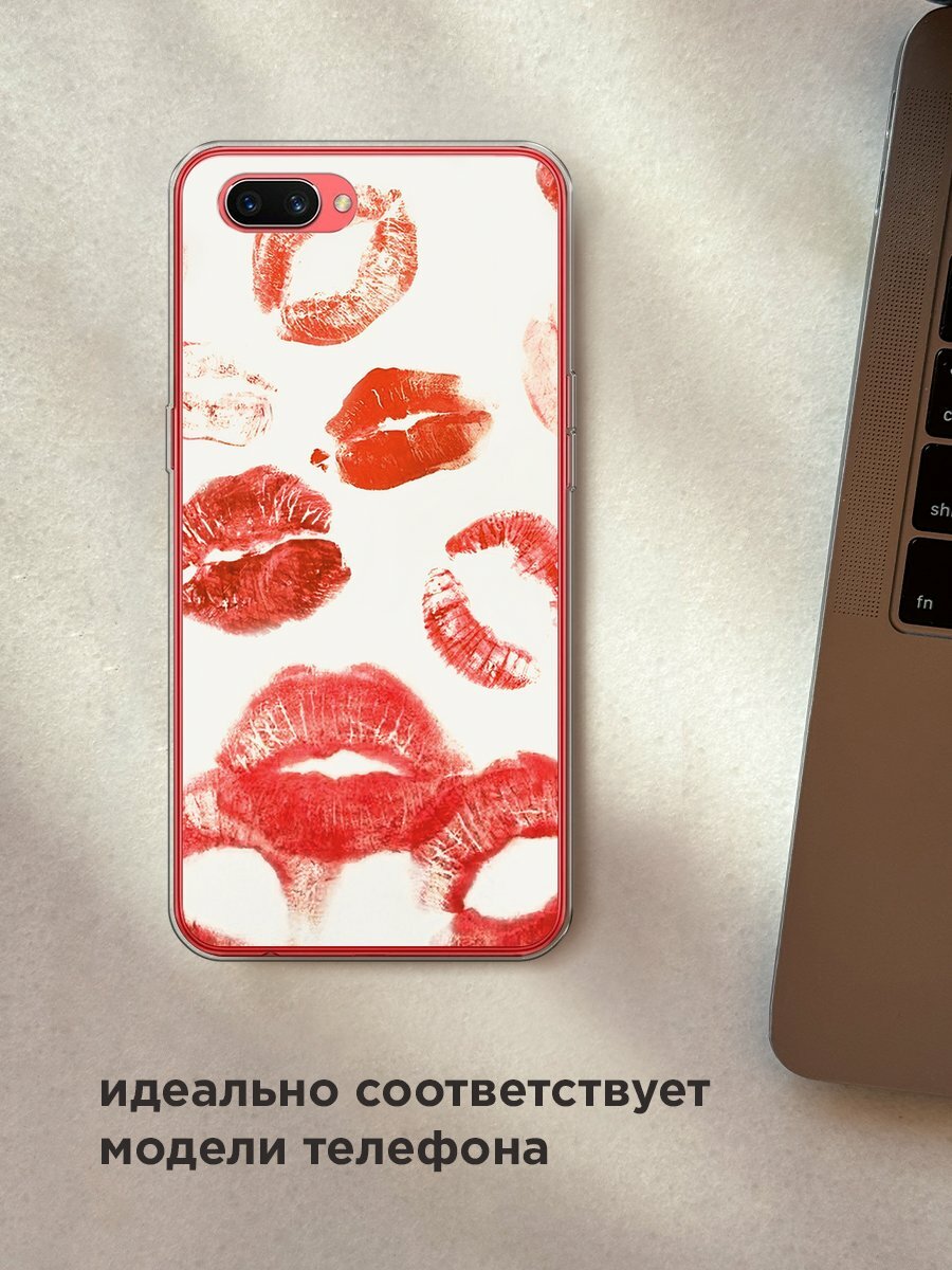Силиконовый чехол на Oppo A3s / Oppo A3s с принтом Следы помады — фото 1