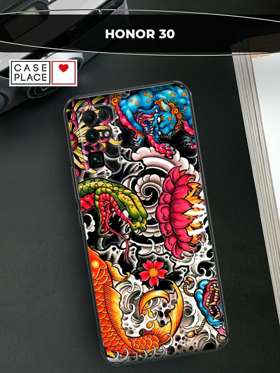 Силиконовый чехол на Honor 30 / Хонор 30 с принтом "Японское искусство"