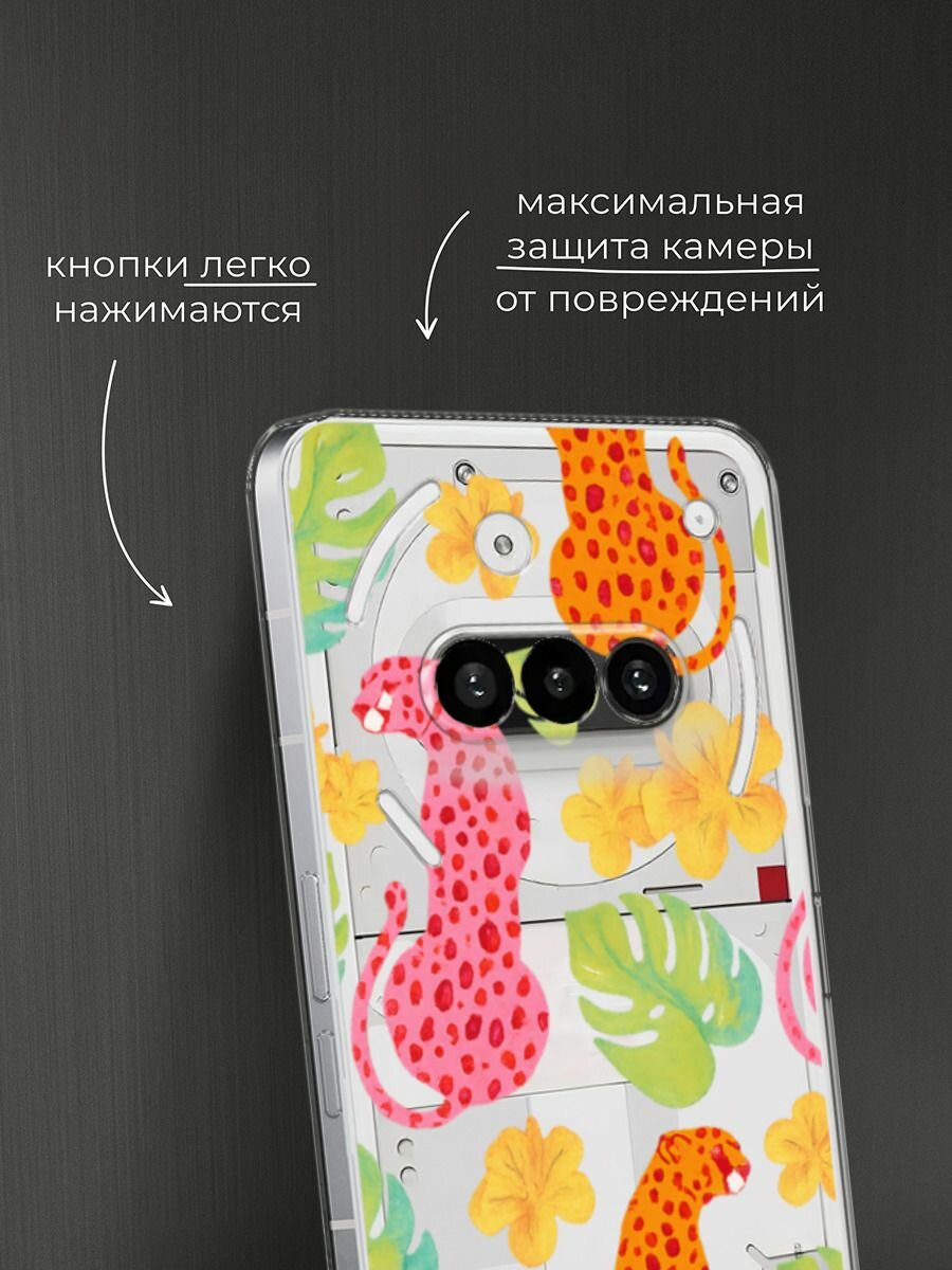 Чехол на Nothing Phone 3a / Нотинг Фон 3а с принтом "Экзотика", прозрачный — фото 1