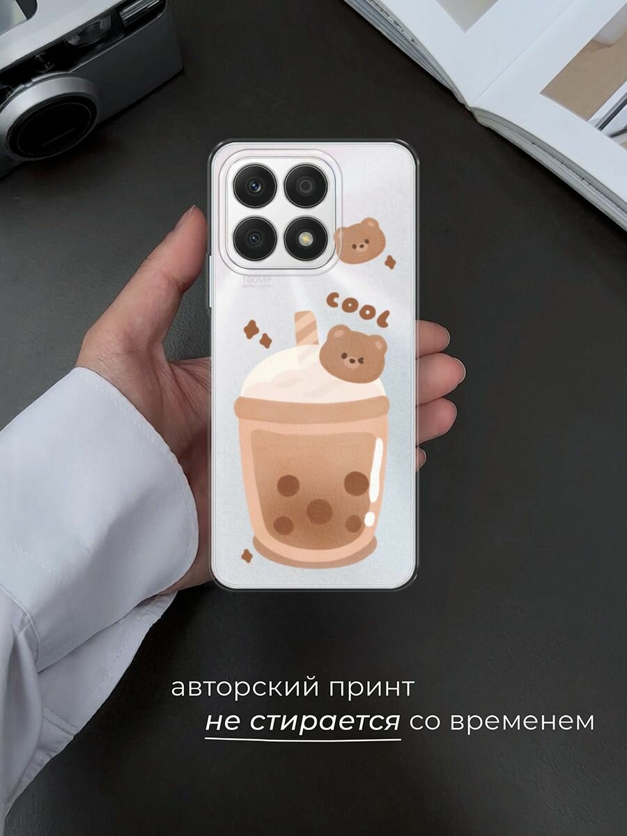 Чехол на Honor X8A / Хонор X8A с принтом "Кофе 2", прозрачный — фото 1