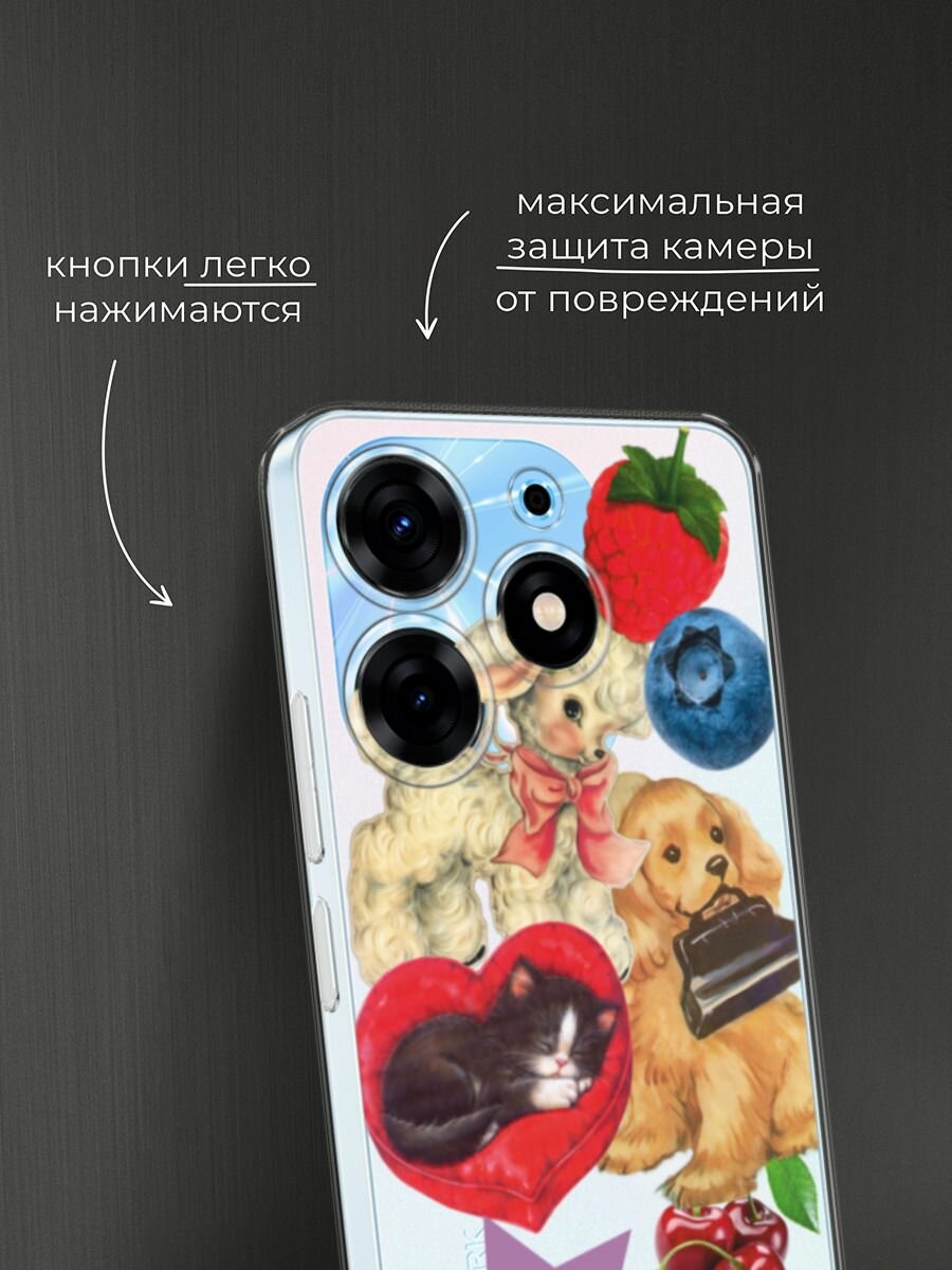 Чехол на Tecno Spark 10 Pro / Текно Спарк 10 Про с принтом "Милые стикеры", прозрачный — фото 1