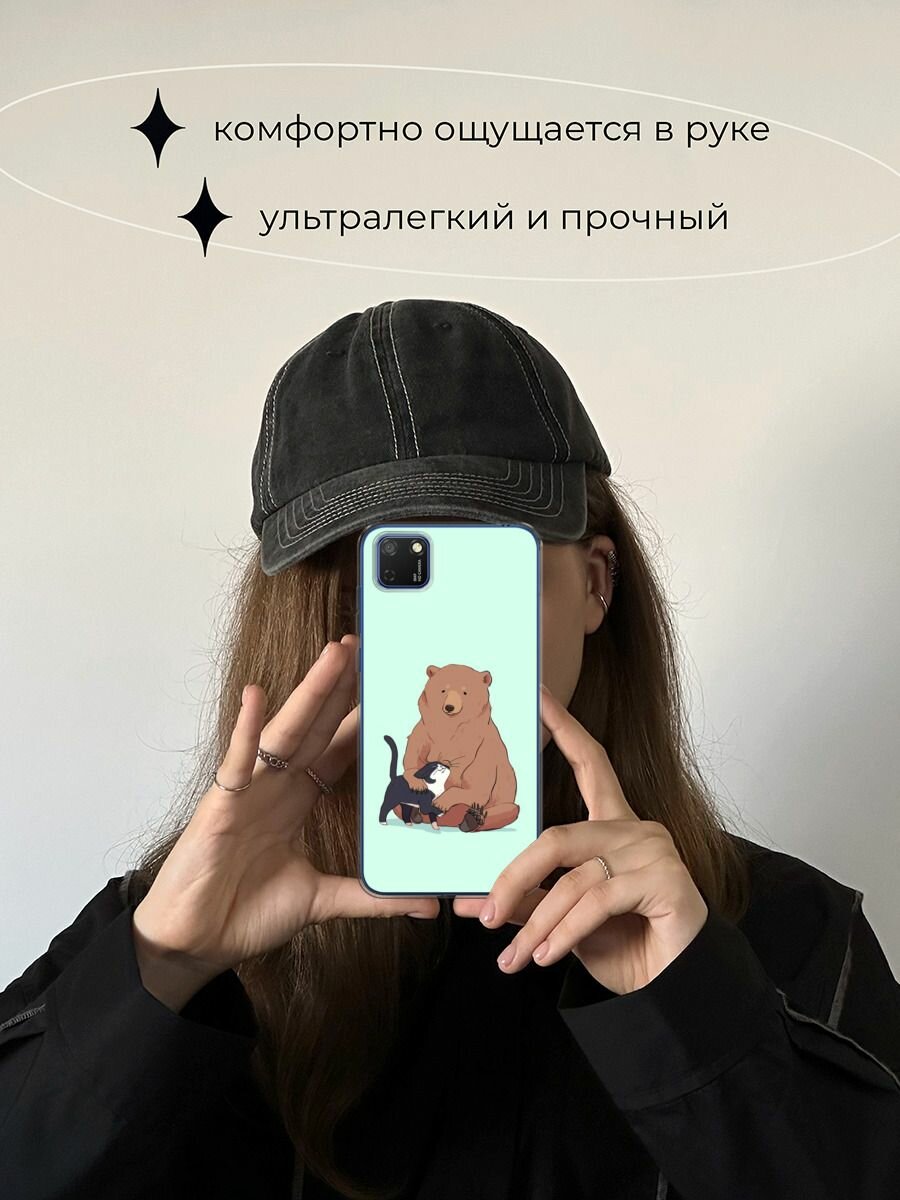 Чехол на Honor 9S/Huawei Y5p / Хонор 9S/Хуавей Y5p с принтом "Медведь и кошка дружба" — фото 1