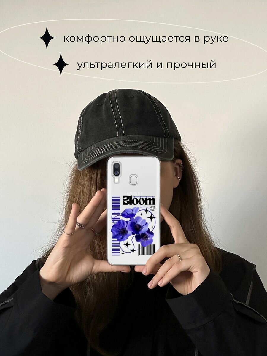 Чехол на Samsung Galaxy A40 / Самсунг Галакси А40 с принтом "Завораживающие анемоны", прозрачный — фото 1