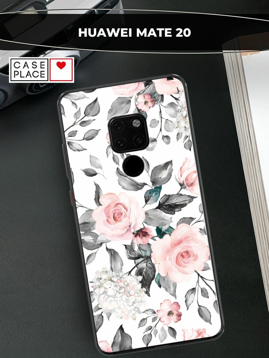 Чехол на Huawei Mate 20 / Хуавей Мате 20 с принтом "Розы на белом"