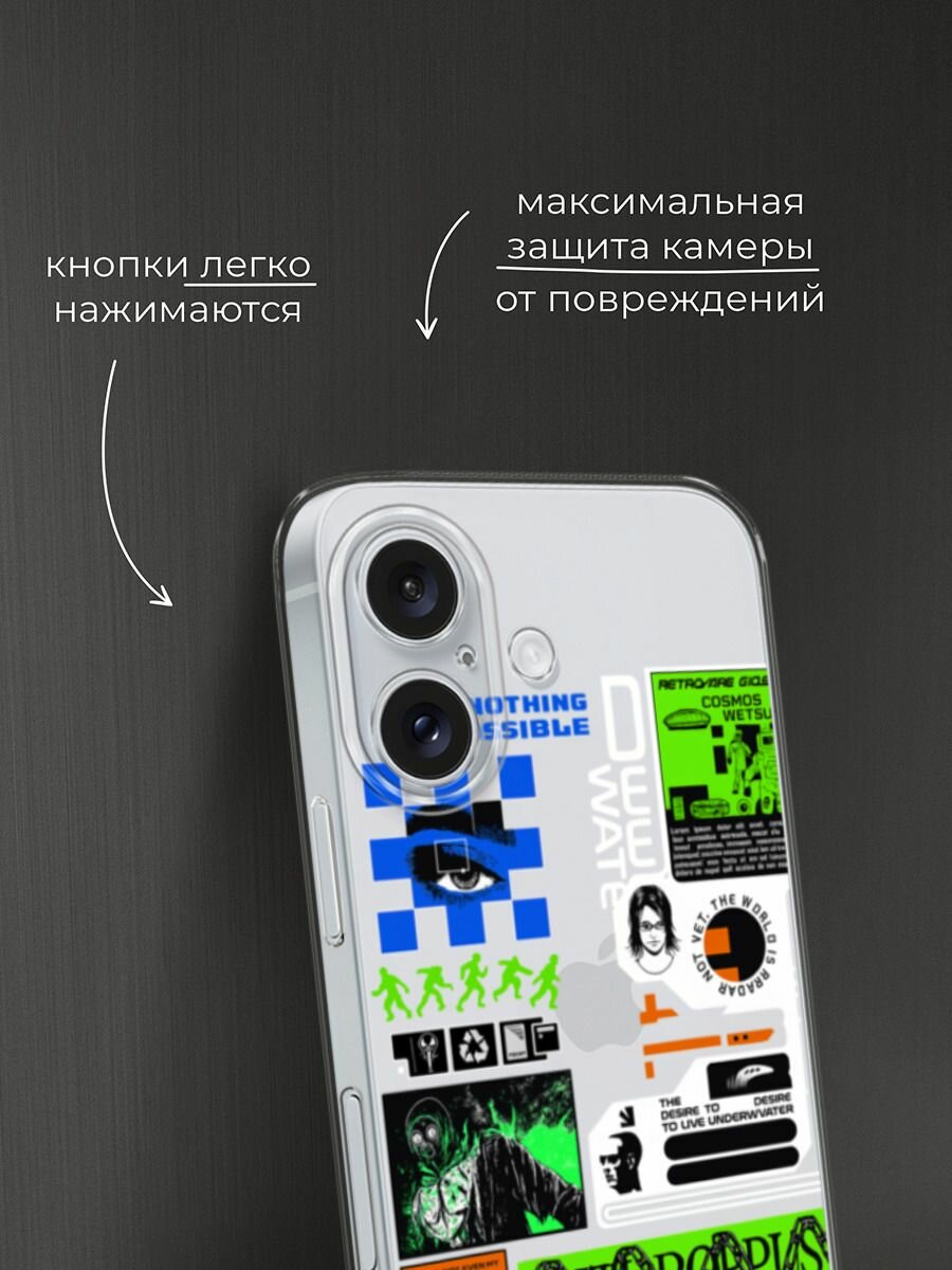 Чехол на Apple iPhone 16 / Айфон 16 с принтом "Nothing impossible", прозрачный — фото 1