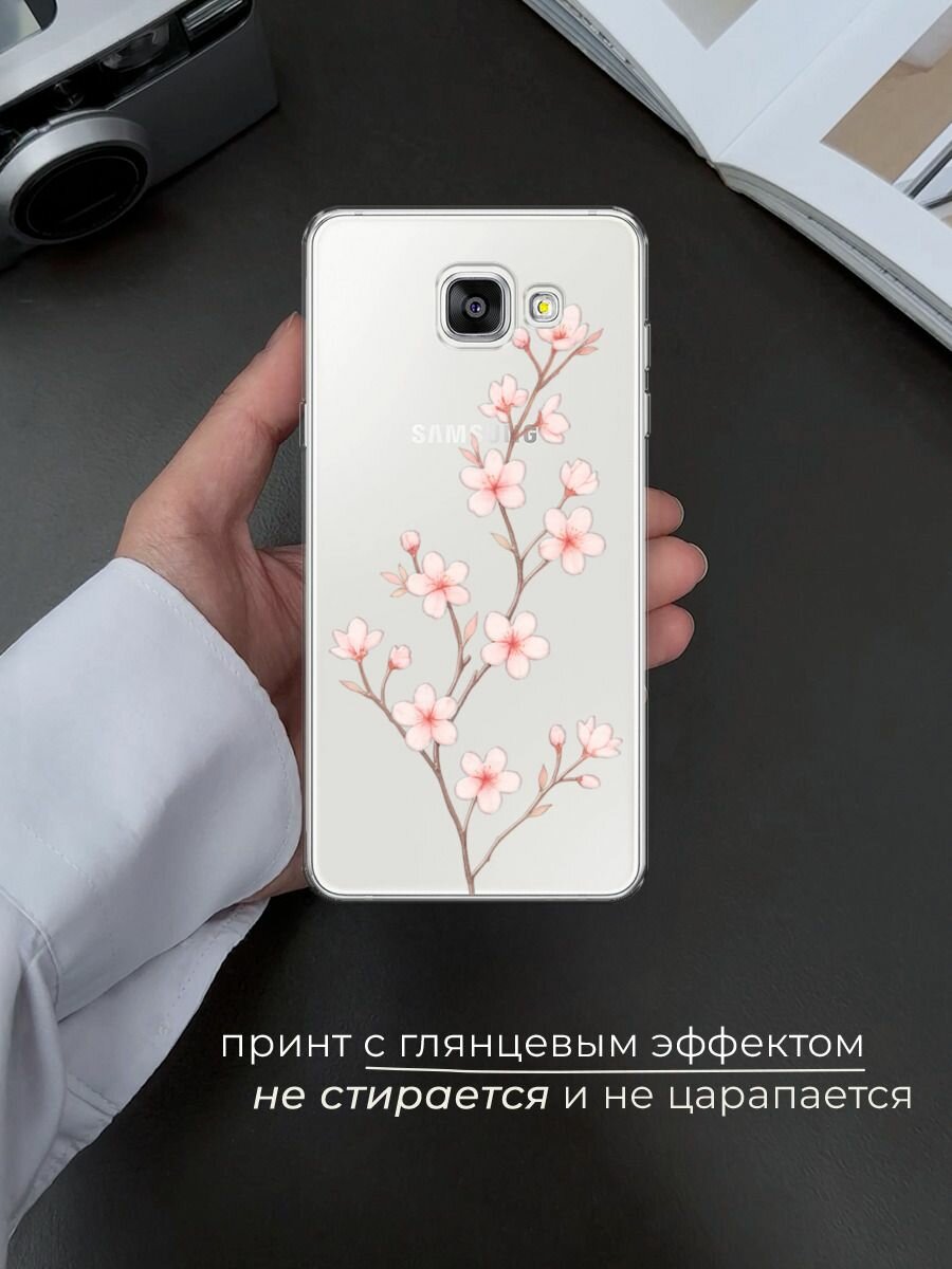 Чехол на Samsung Galaxy A5 2016 / Самсунг Галакси А5 2016 с принтом "Веточка сакуры 2" — фото 1