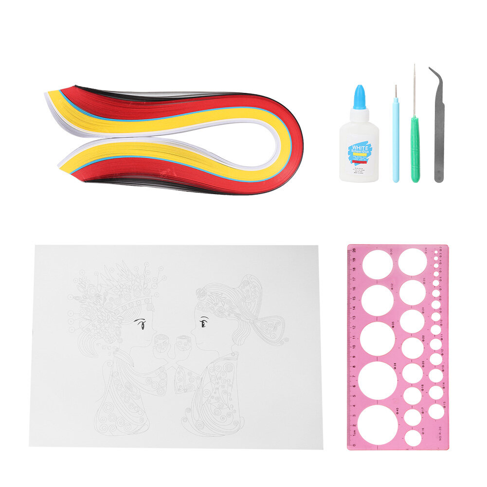 Набор для бумажного квиллинга: линейка, пинцет, клей, шило