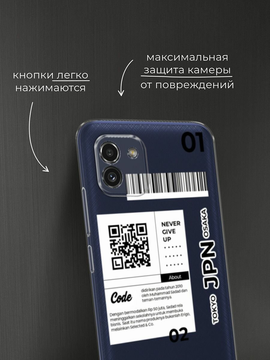 Чехол на Samsung Galaxy A03 / Самсунг Галакси А03 с принтом "JPN", прозрачный — фото 1