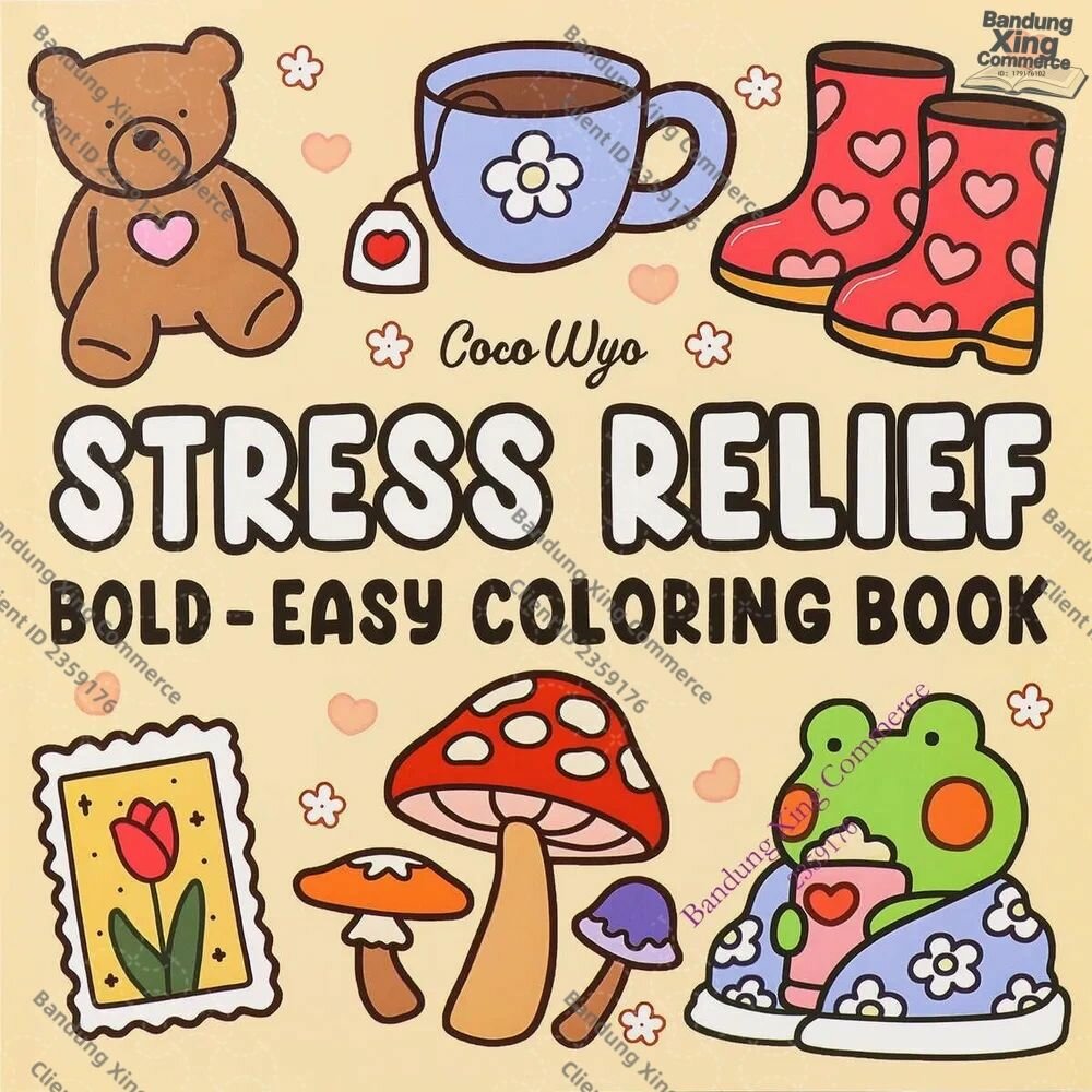 Раскраска антистресс для взрослых и подростков Coco Wyo Stress Relief 6, 46 страниц 42 раскрашиваемые иллюстрации для релаксации и арттерапии