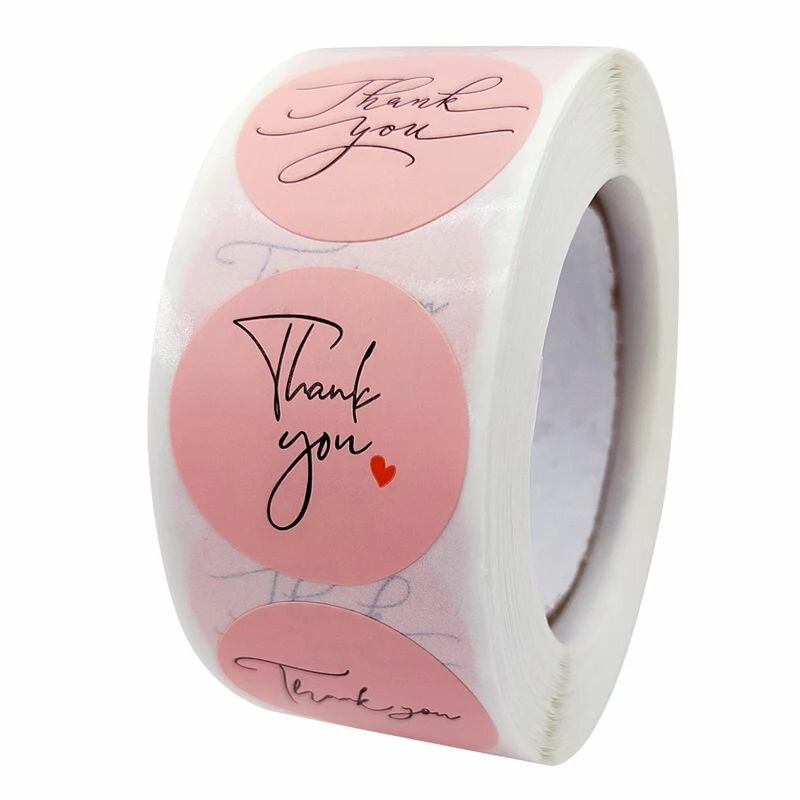 Круглые наклейки этикетки для упаковки "Спасибо" 500 штук