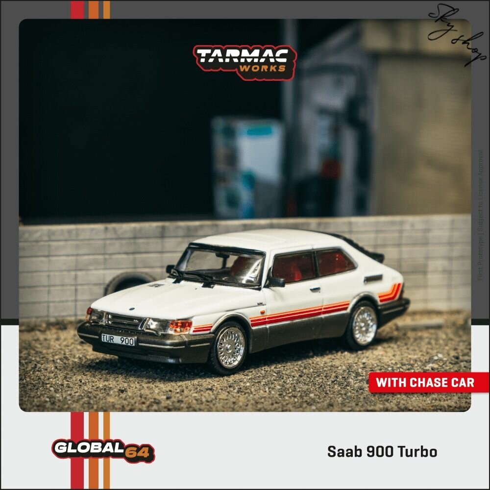 Машинка Tarmac works 1:64 Saab 900 Turbo White модельки машин металлические