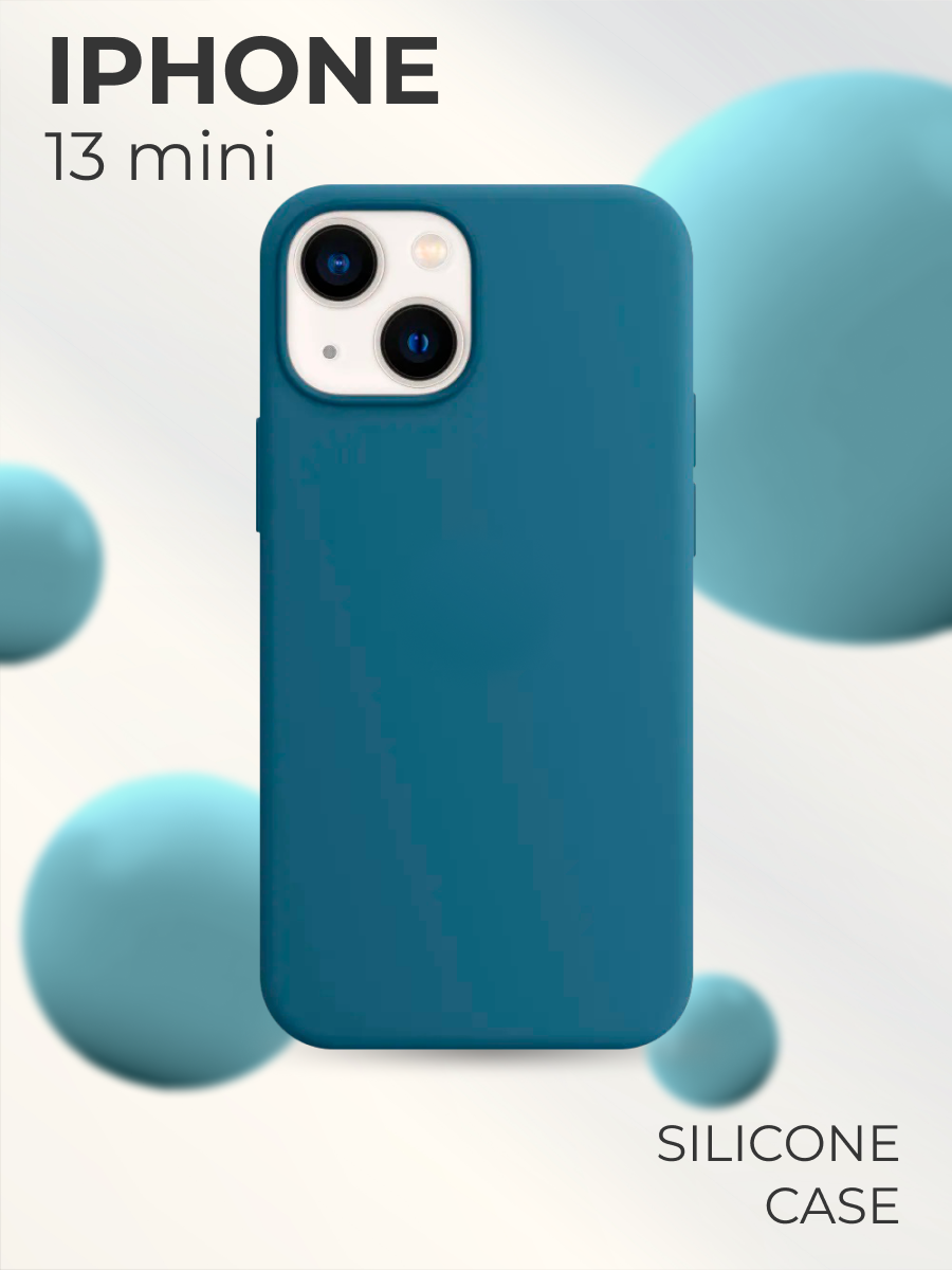 Чехол силиконовый Магсейф для iPhone 13 Mini Blue Jay с анимацией NFC, Silicone case Магсейф для айфон 13 мини - Синий