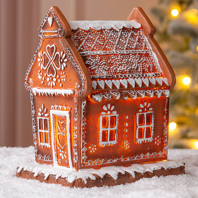 Пряничный Домик с подсветкой Ginger Wonders 17 см, Winter Deco, 1001112