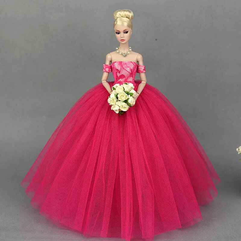 Розовое свадебное платье для куклы Барби, style 6 dress